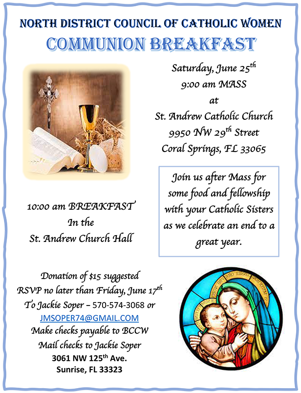 Communion Breakfast - North District Council of Catholic Women - MACCW